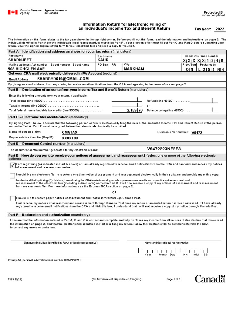 Sharnjeekaur T183 | PDF | Payments | Taxes