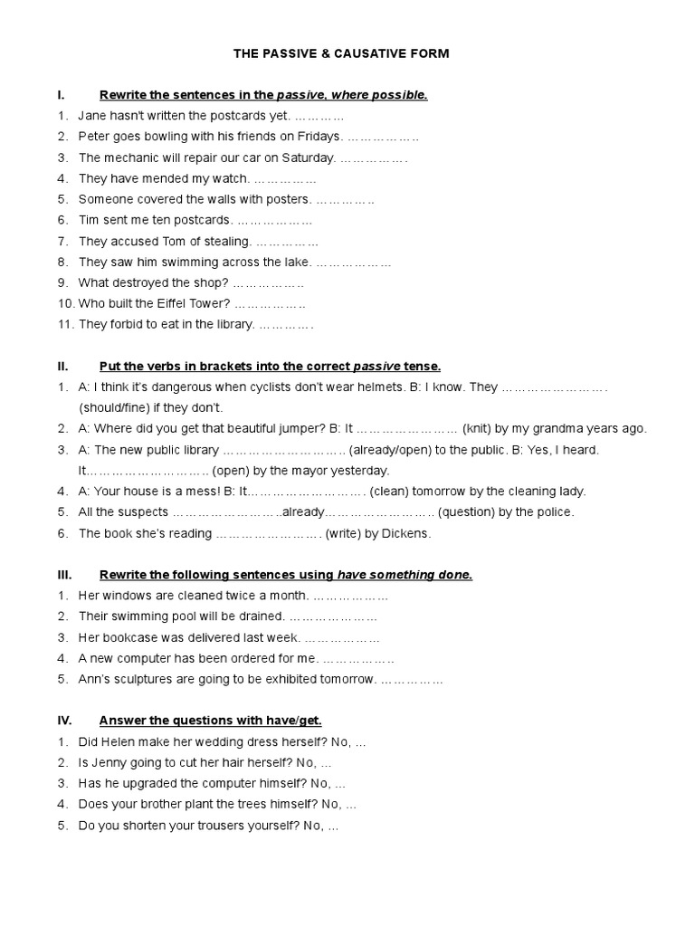 Passive Exercises Worksheet Intermediate PDF | PDF | Linguistic Typology | Syntax