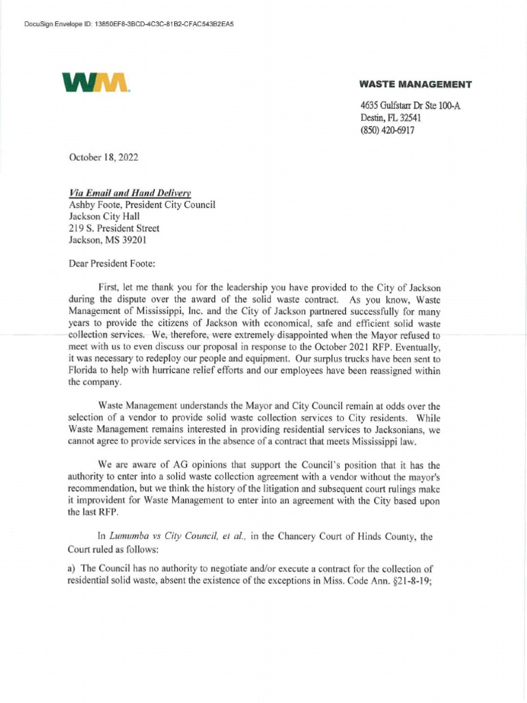 Waste Management October 2022 Letter | PDF