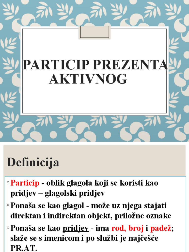 Particip Prezenta Aktivnog BT | PDF