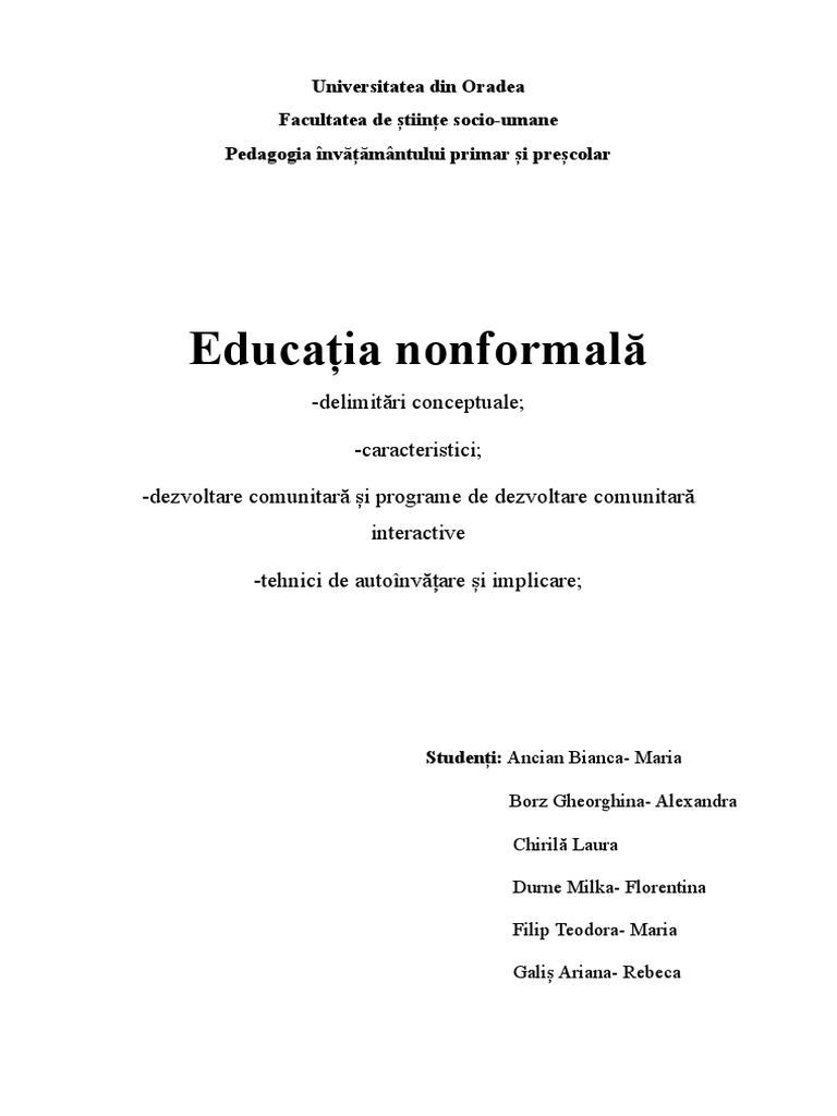 Proiect Ed Nonformala | PDF