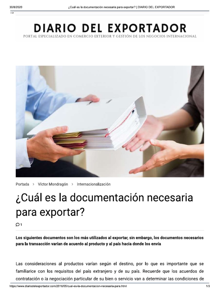 Documentacion Necesaria para Exportar | PDF