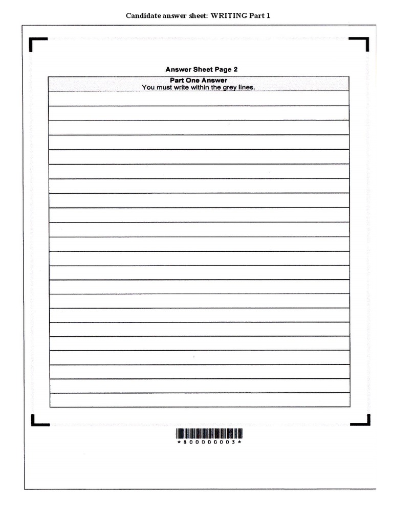 Answer Sheet - Writing | PDF