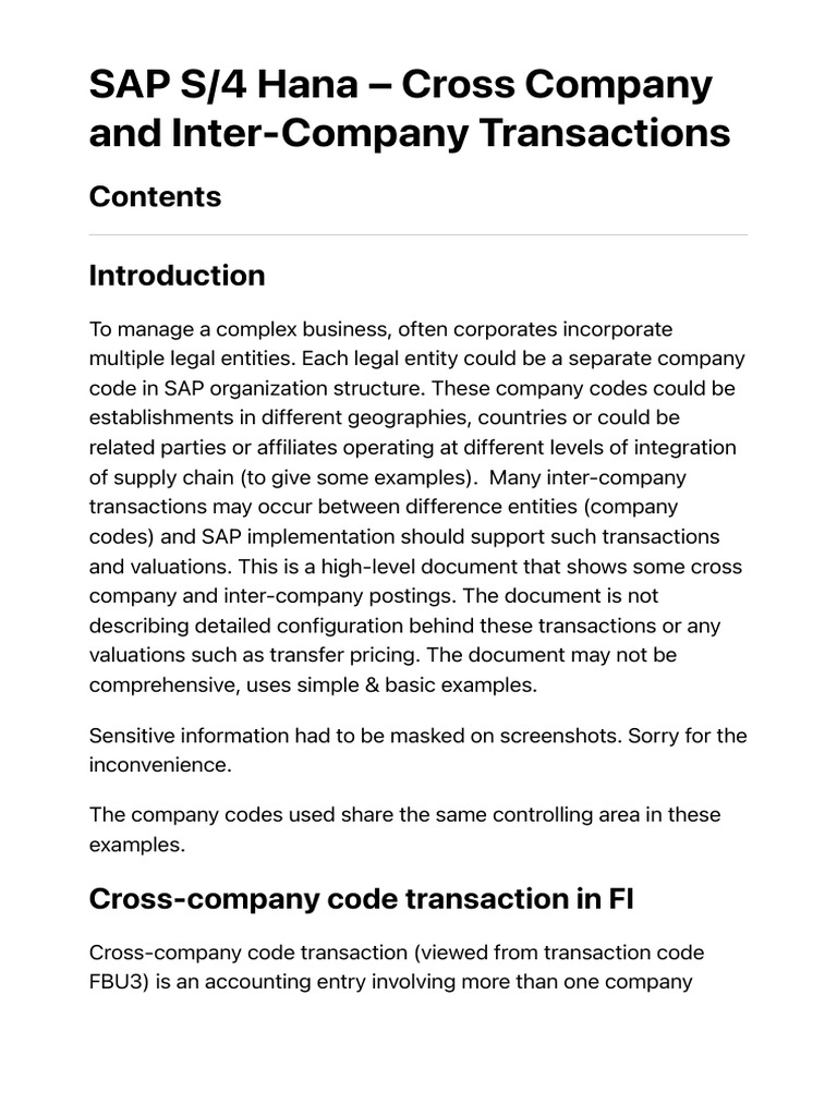 SAP S - 4HANA Inter - Company Transaction | PDF | Invoice | Accounts Payable