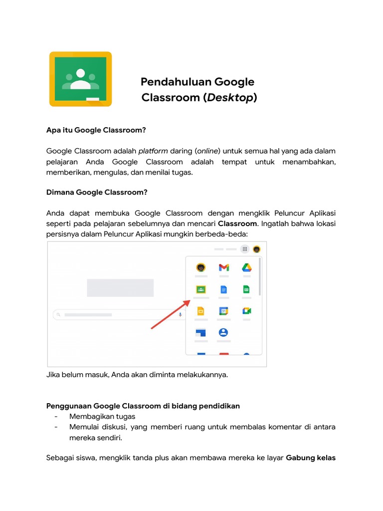 Pendahuluan Google Classroom (Desktop) | PDF