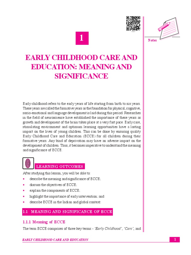 1 Early Childhood Care and Education Meaning and Significance | PDF | Early Childhood Education ...