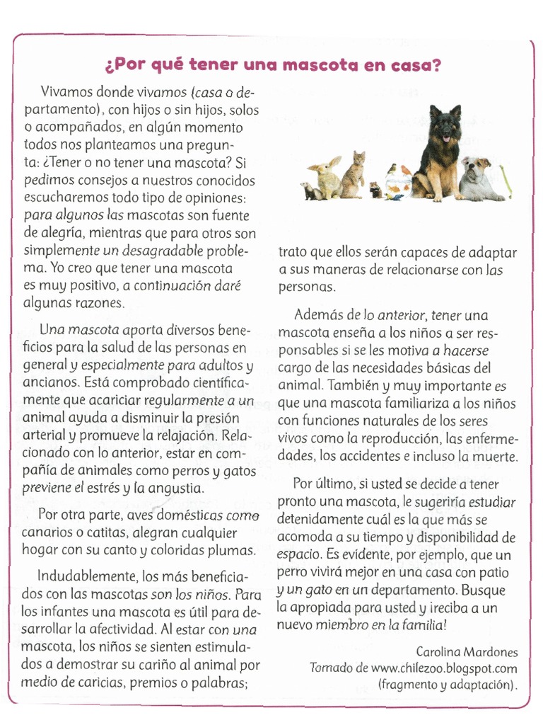 Artículo de Opinión Sobre Las Mascotas | PDF