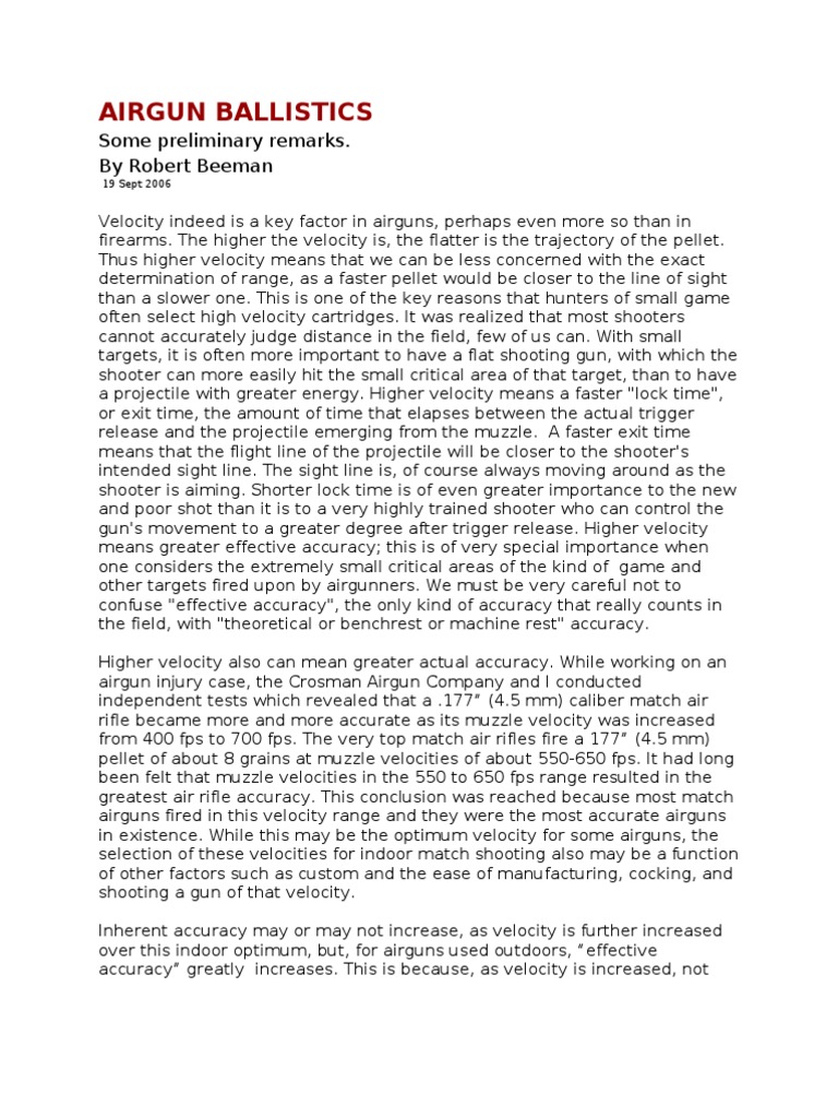 Airgun Ballistics | PDF | Rifle | Caliber