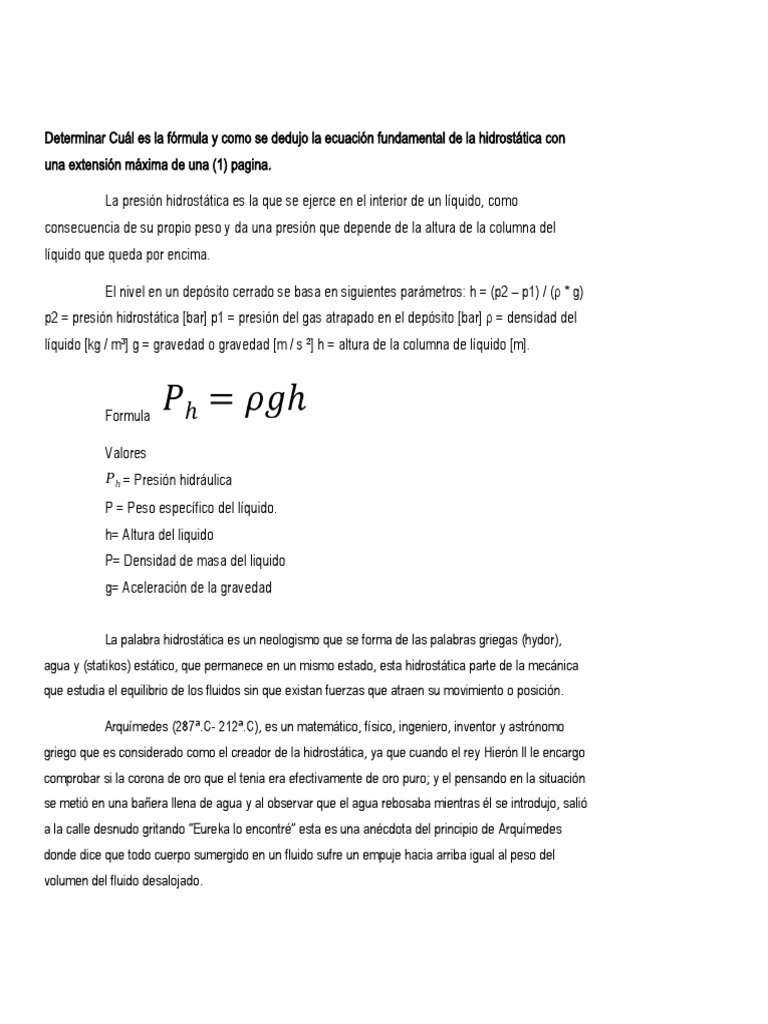Determinar Cuál Es La Fórmula y Como Se Dedujo La Ecuación Fundamental ...