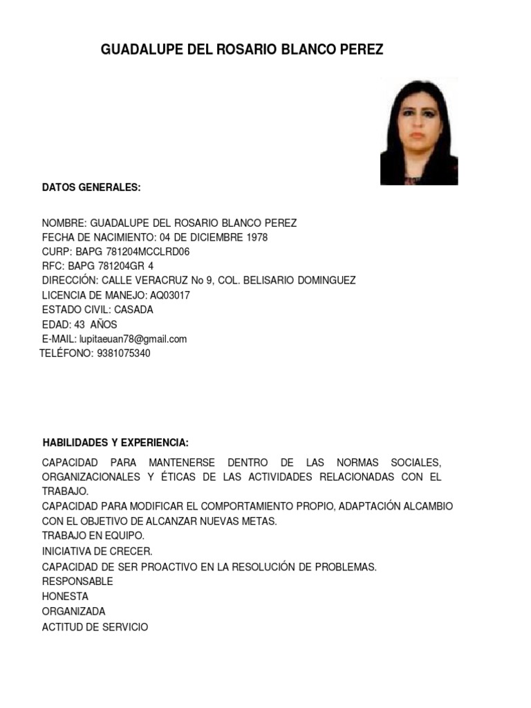 CV Guadalupe Blanco Pérez-1 | PDF | Negocios económicos | Business