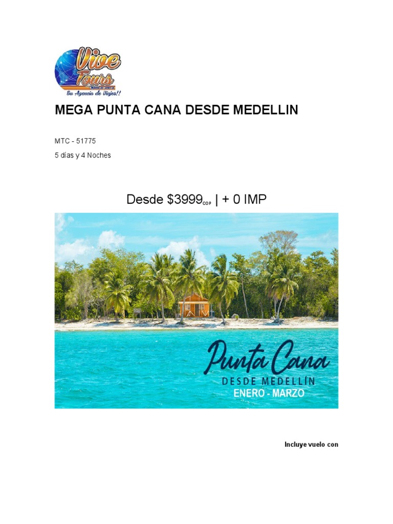MEGA PUNTA CANA DESDE MEDELLIN: Un viaje de 5 días y 4 noches a Punta ...