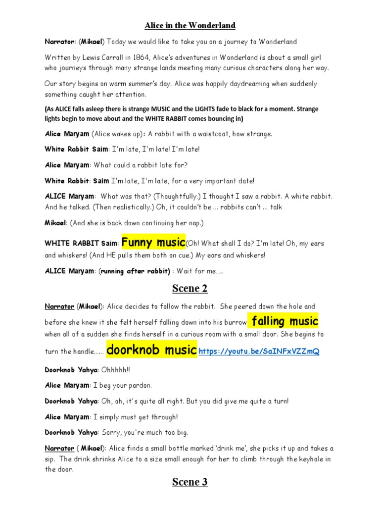 Alice in The Wonderland Script | PDF | Alice (Alice's Adventures In ...