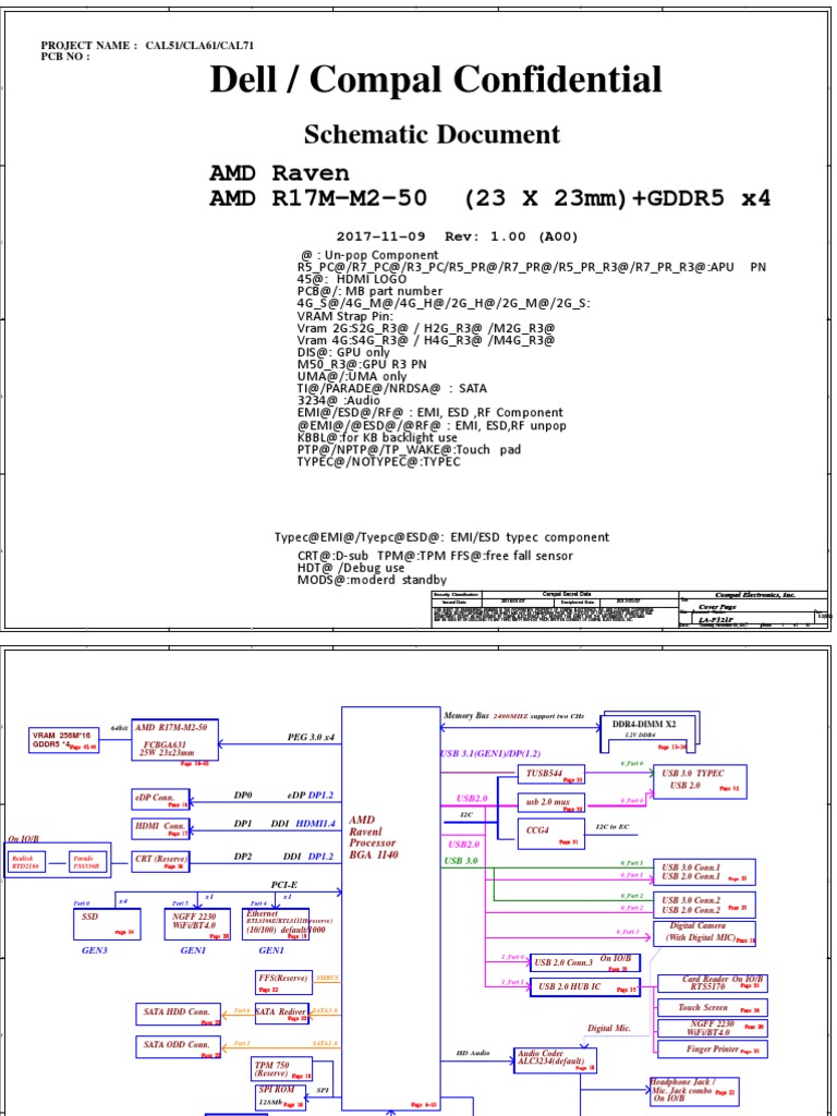 Dell Inspiron 15 5575 Compal CAL51 LA F121P Rev 1 00A00 PDF | PDF ...