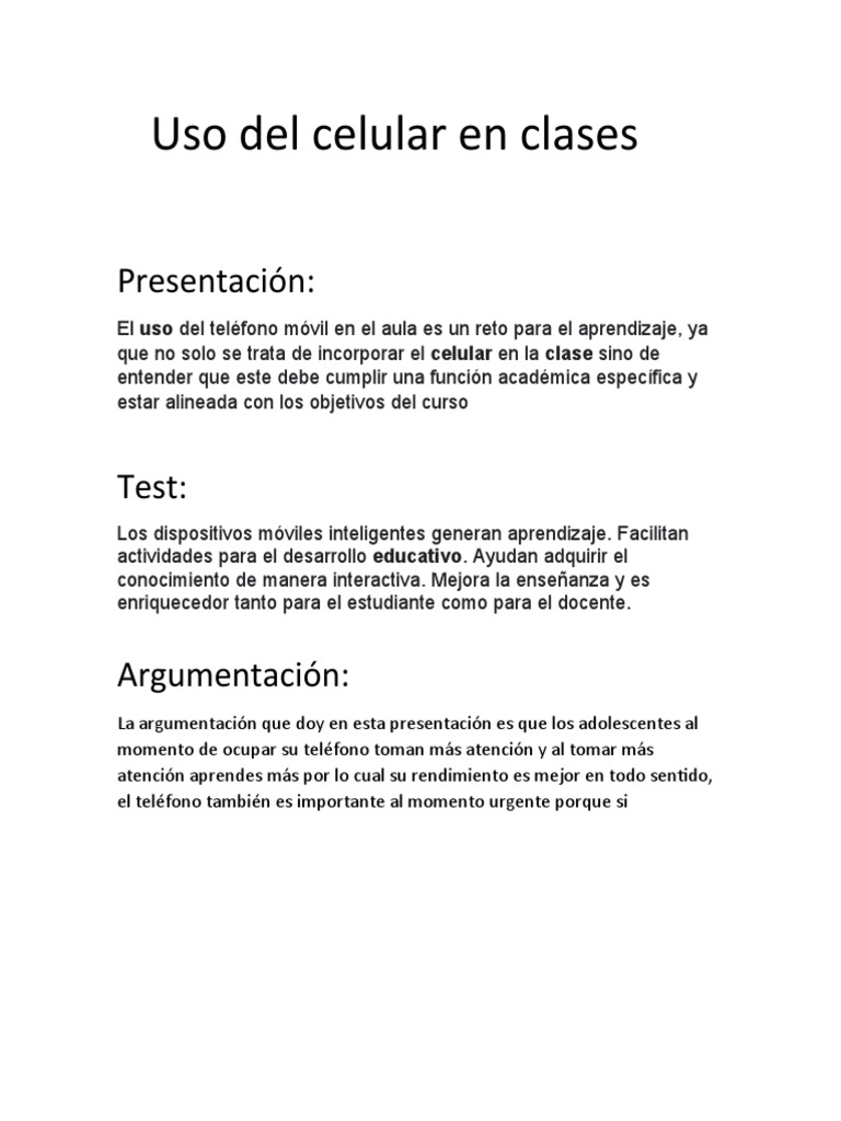 Uso Del Celular en Clases | PDF
