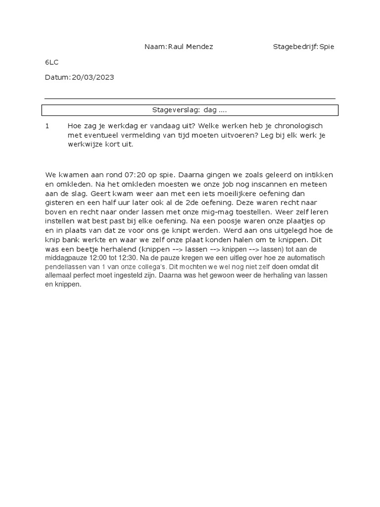 Stageverslag 6LC | PDF