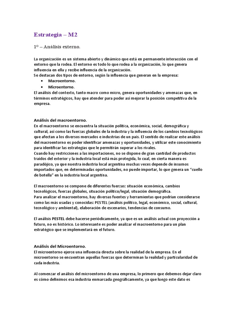 Estrategia M2 RESUMEN | PDF | Cadena de valor | Mercado (economía)
