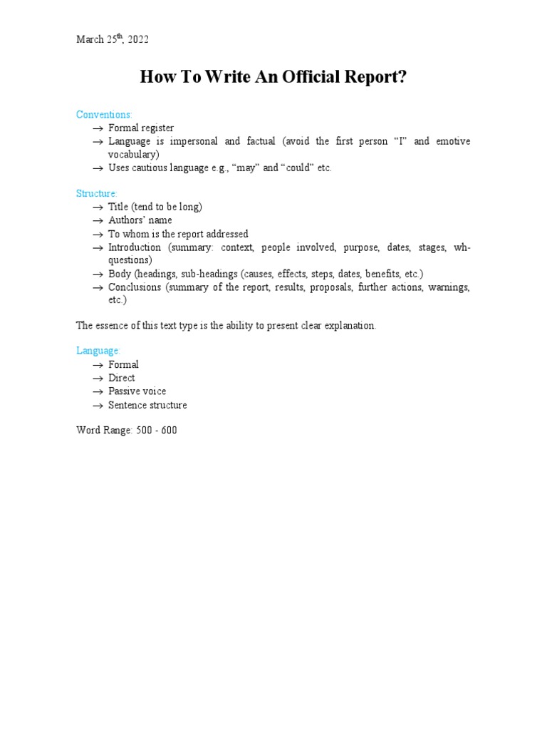 How To Write An Official Report | PDF | Language Arts & Discipline