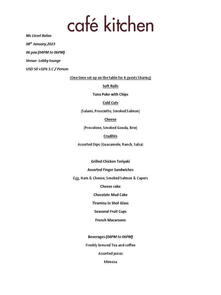 Liezel Balan Afternoon Tea Proposal | PDF