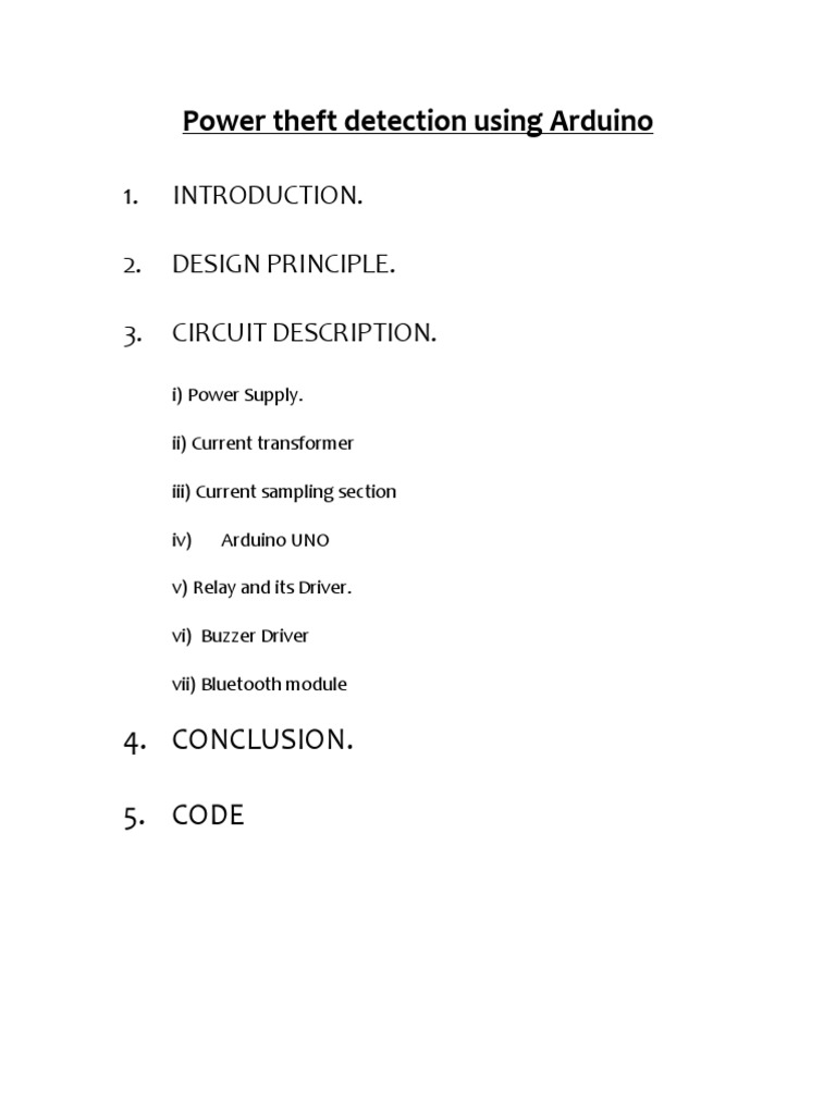 Power Theft Detection Using Arduino - Abstarct | PDF | Relay | Microcontroller