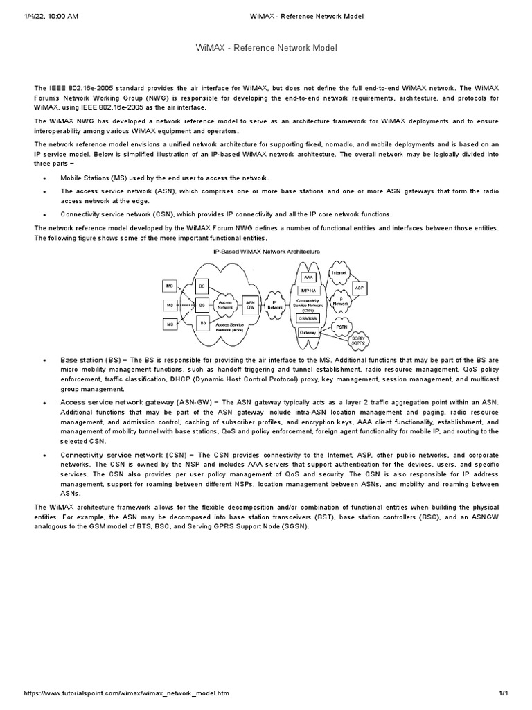 WCN WiMAX - Reference Network Model | PDF | Computer Network | Wi Max