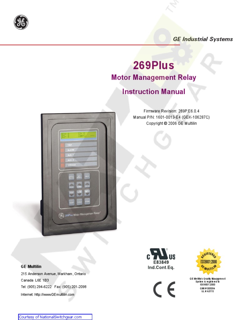 Manual Multilin 269 PDF | PDF | Electric Motor | Relay