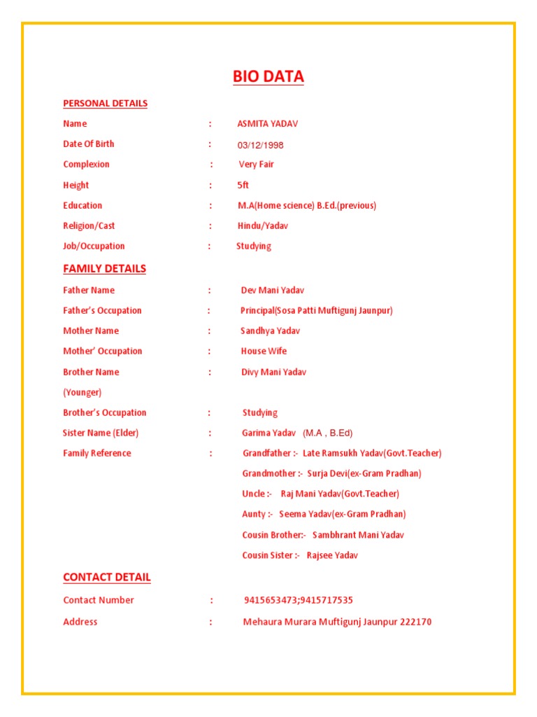 Bio Data | PDF