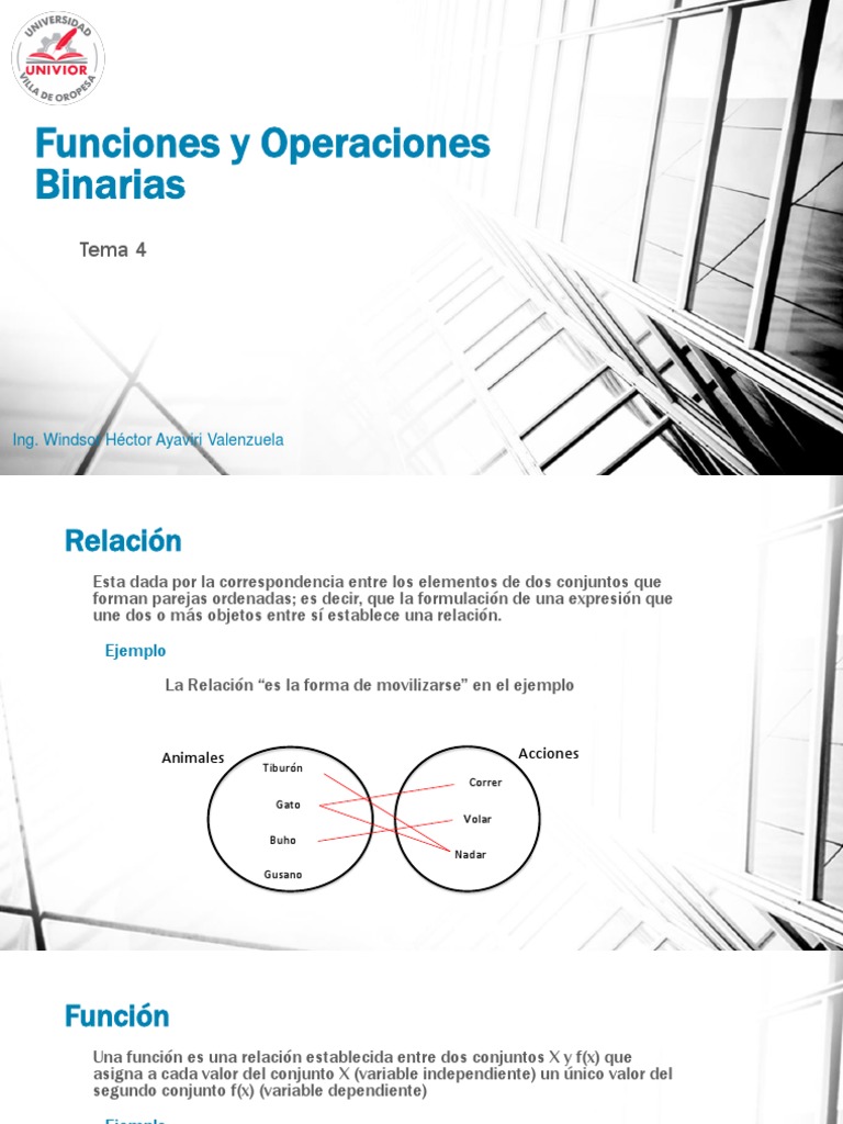 Clase 8 - Tema 4 - Funciones y Operaciones Binarias | PDF | Función ...