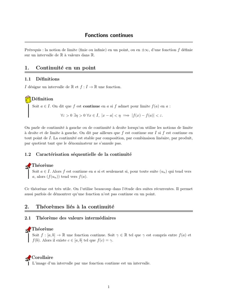 Caractérisation de la continuité des fonctions | PDF | Fonction ...