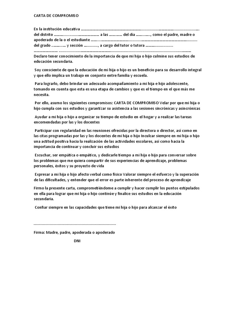 Carta de Compromiso | PDF