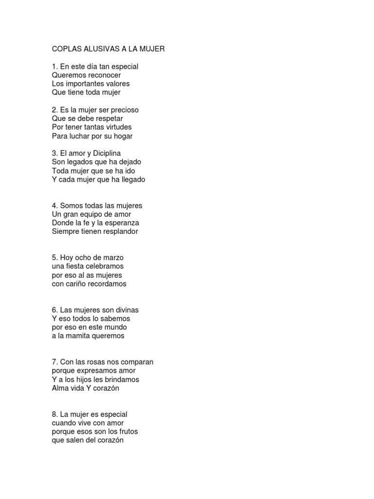 Coplas Alusivas A La Mujer PDF | PDF