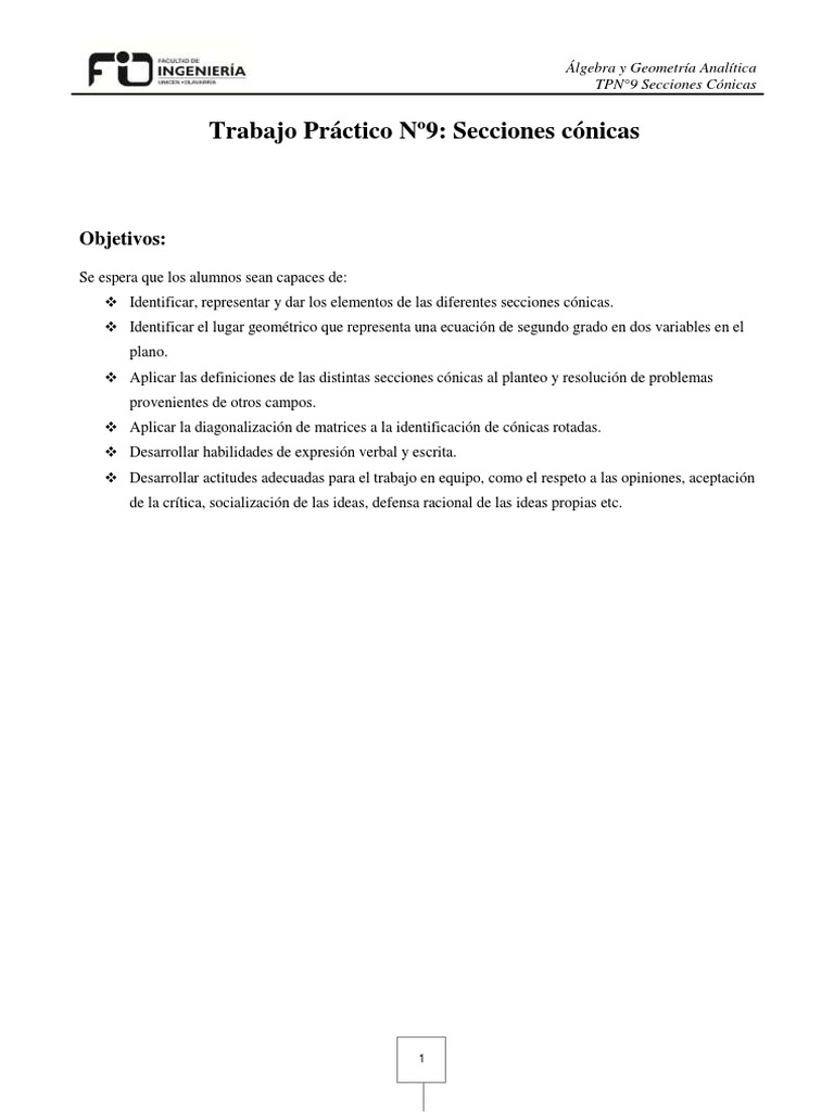 TP9 Conicas 2022-2C PDF | PDF | Elipse | Tangente