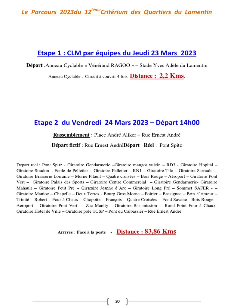 Parcours Course Criterium 2023 | PDF