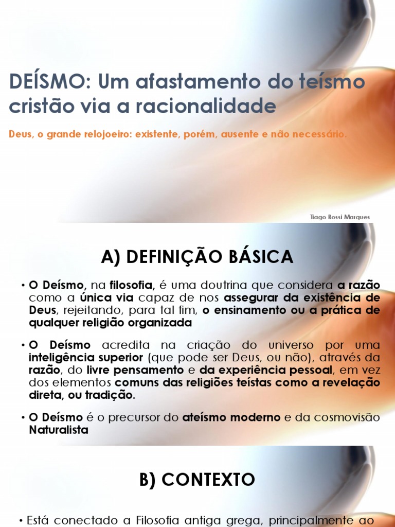 TIAGO ROSSI - AULA 05 e 06 - Deísmo e Naturalismo-1 | PDF