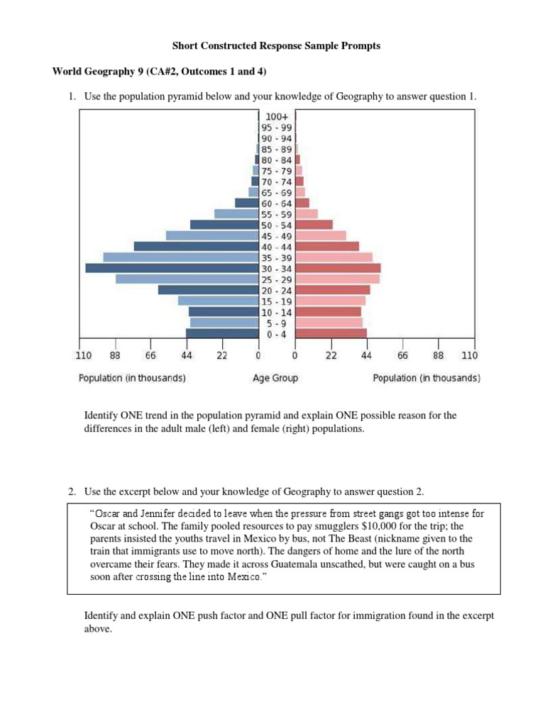 Short Constructed Response Sample Prompts | PDF | Article One Of The ...