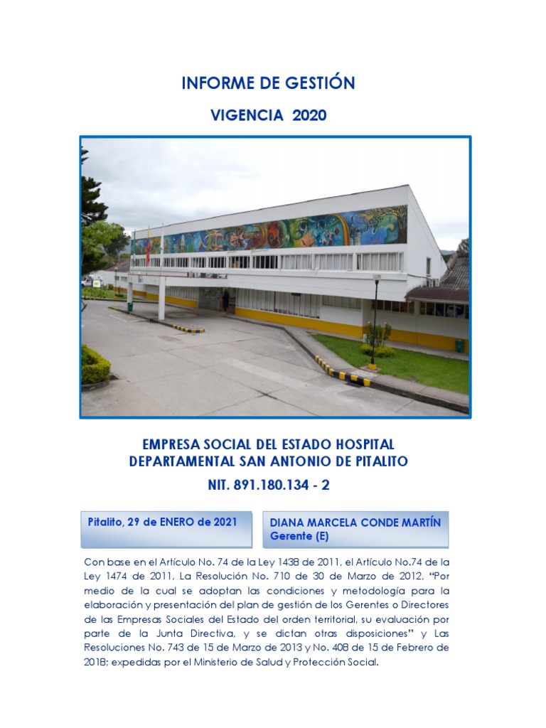 9 Informe de Gestion 2020 PDF | PDF | Hospital | Seguridad y salud ocupacional