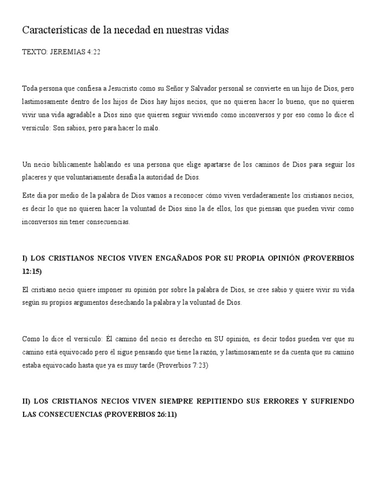 Cómo Viven Los Cristianos Necios | PDF | Dios