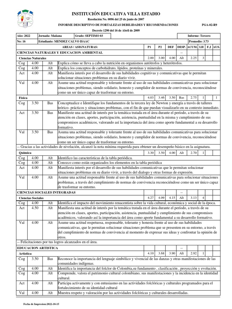 Boletin 3 Periodo | PDF