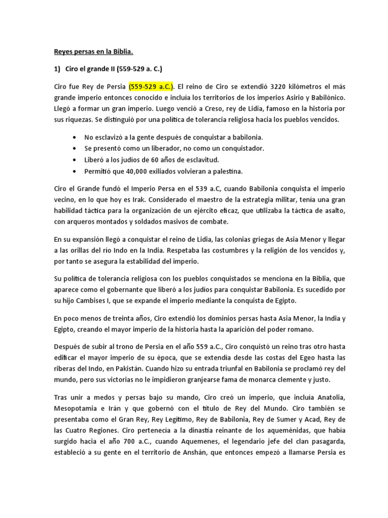 Reyes Persas en La Biblia | PDF | Ciro el Grande | Imperio aqueménida