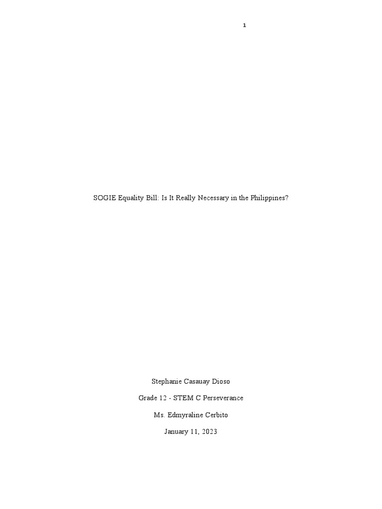 SOGIE Equality Bill Position Paper | PDF | Discrimination | Egalitarianism