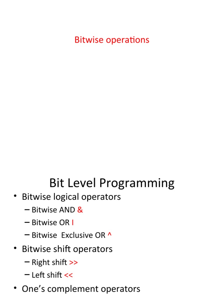 0_U1_bitwise_operators.ppt | PDF | Mathematical Notation | Computer Programming