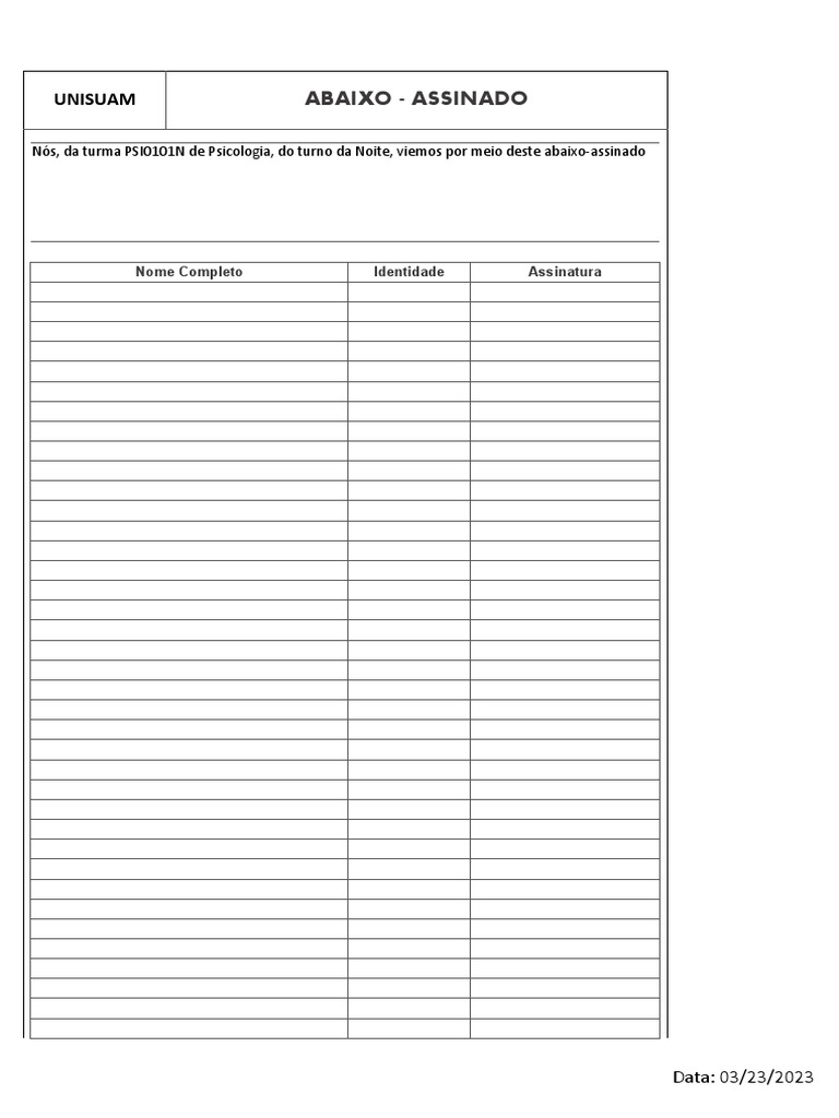 Modelo de Abaixo Assinado | PDF