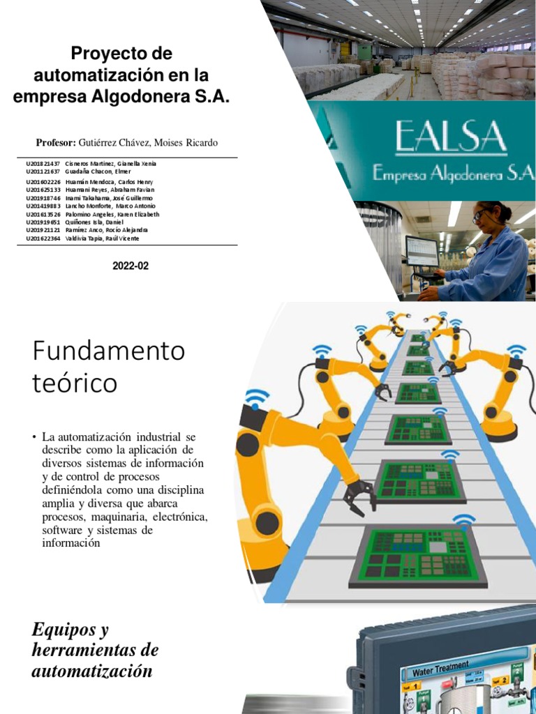 Proyecto de Automatización en La Empresa Algodonera S.A.: Profesor ...