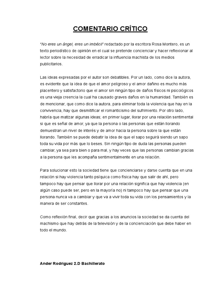 Comentario Critico PDF | PDF Comentario Critico PDF | PDF