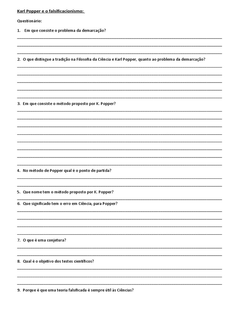 Karl Popper's Falsificationism and the Demarcation Problem | PDF ...