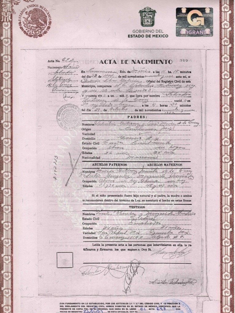 Acta de Nacimiento-SalvAdor01 PDF | PDF