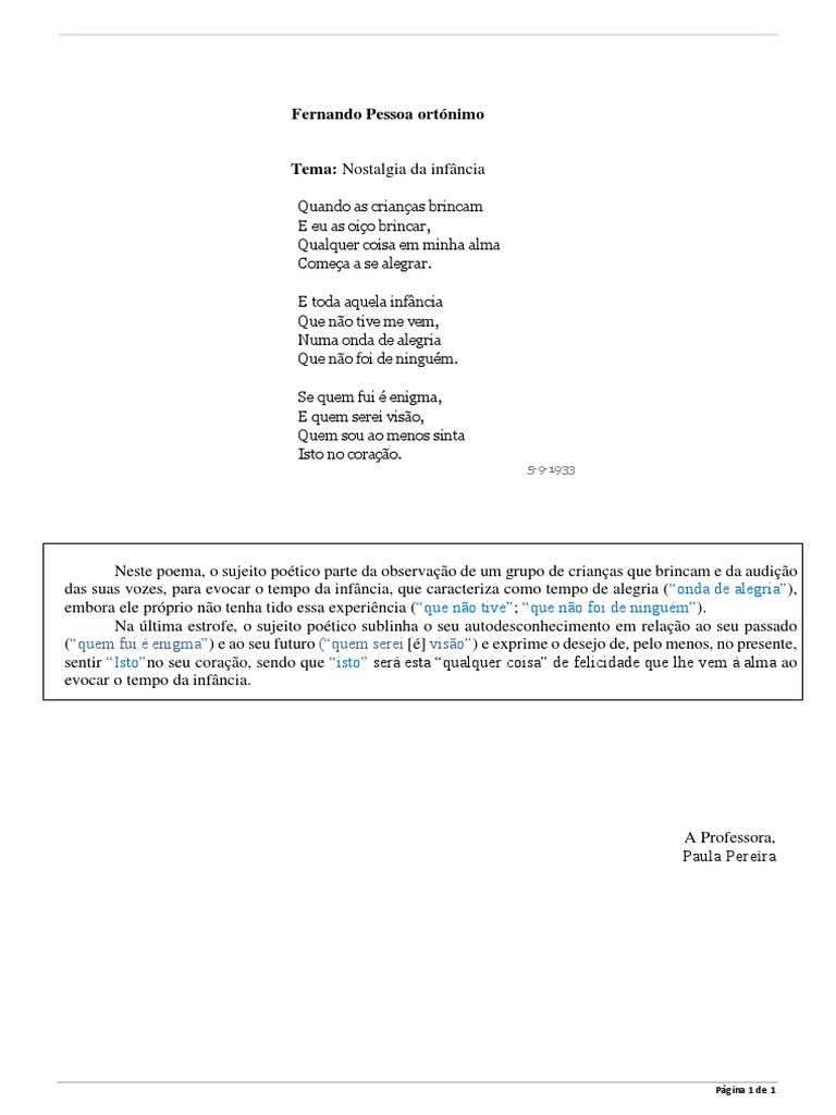 Nostalgia da infância: Pessoa evoca a alegria perdida da infância ...