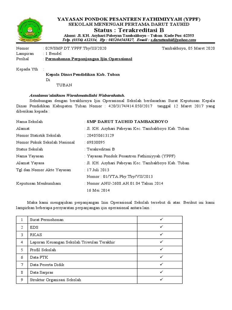 Perpanjangan Ijin Operasional | PDF