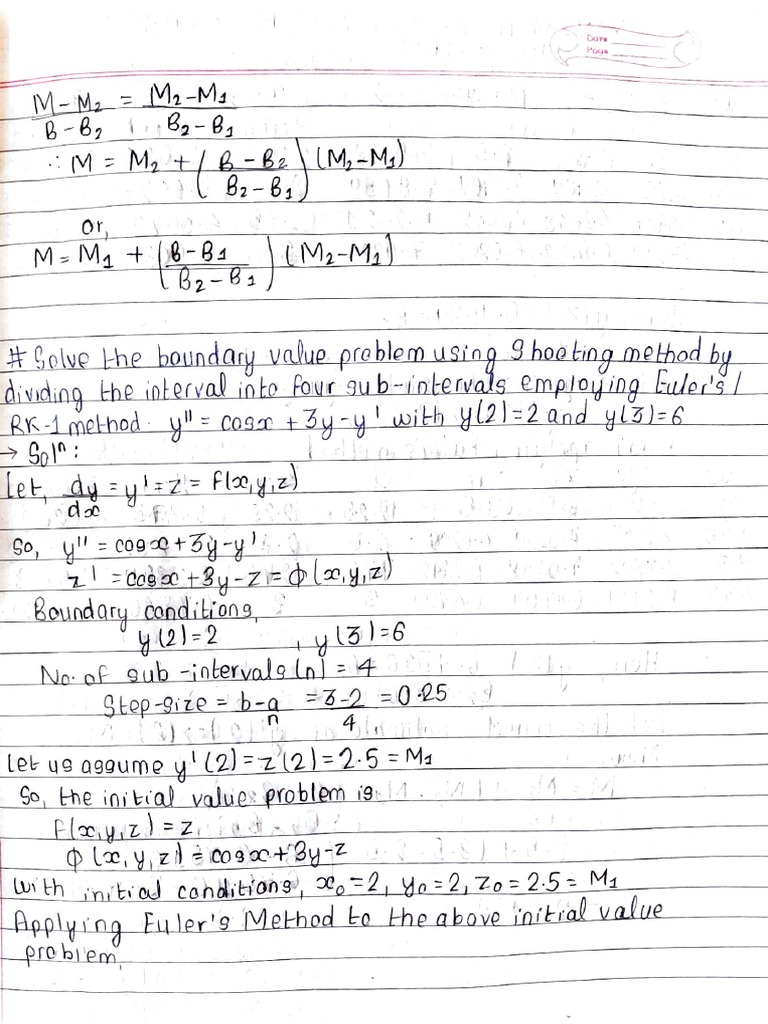 Shooting Method Using Euler's Method | PDF | Differential Equations ... Shooting Method Using Euler's Method | PDF | Differential Equations ...