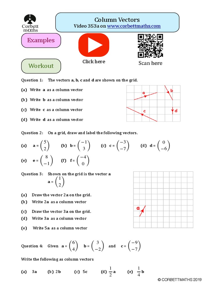 Vectors Worksheet #01 | PDF | Operator Theory | Mathematical Concepts