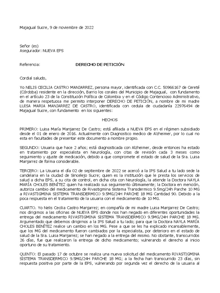 Derecho de Peticion Eps | PDF